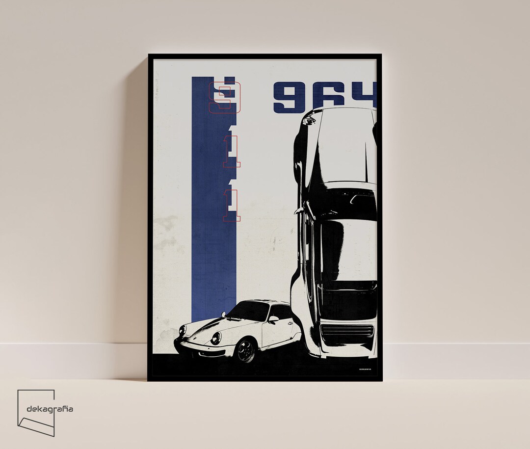 Porsche 911 964 Poster Car Poster, Art, Classic Cars, Vintage, Home ...