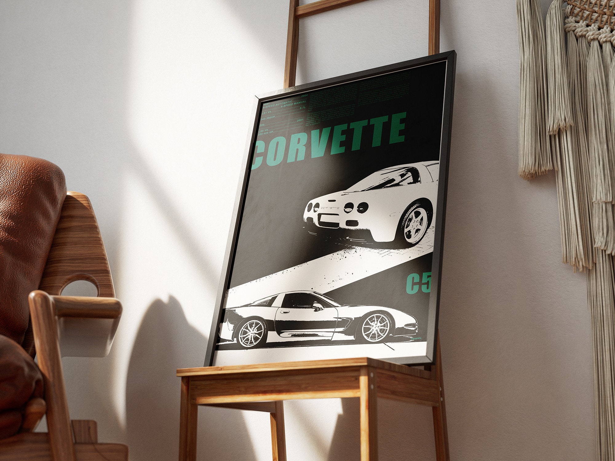 Chevrolet Corvette C5 Poster | Classic Muscle Car Illustration - Etsy