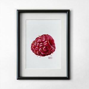 Original Watercolor Painting Raspberry in Realism Style - Berries Art ...