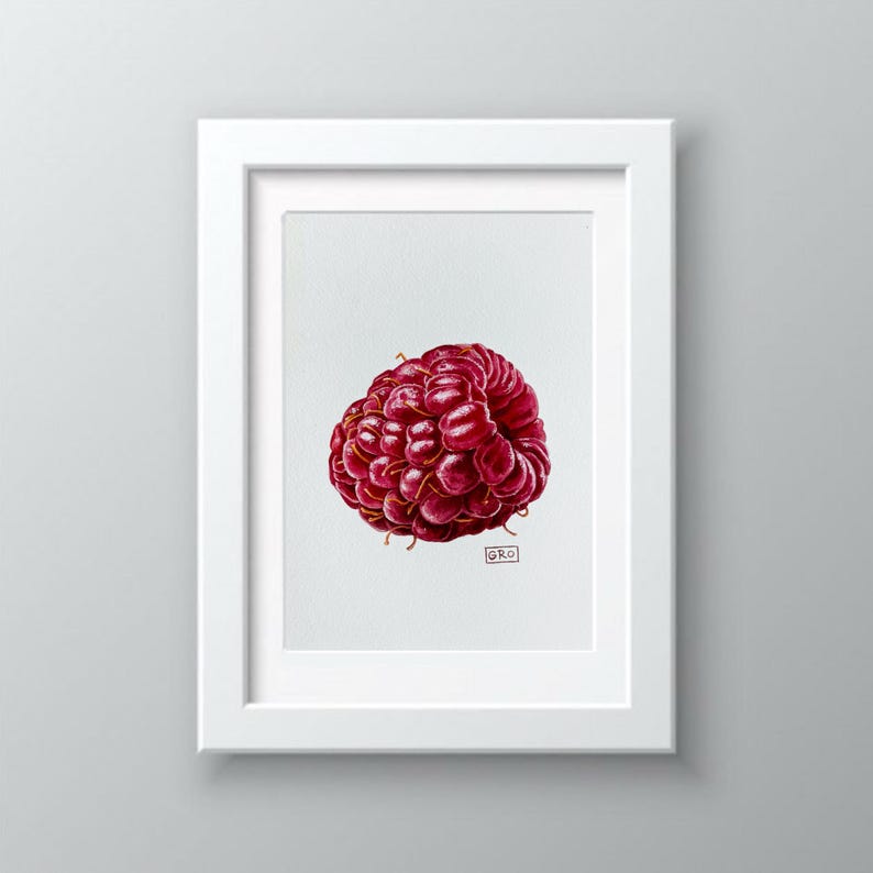 Original Watercolor Painting Raspberry in Realism Style - Berries Art ...