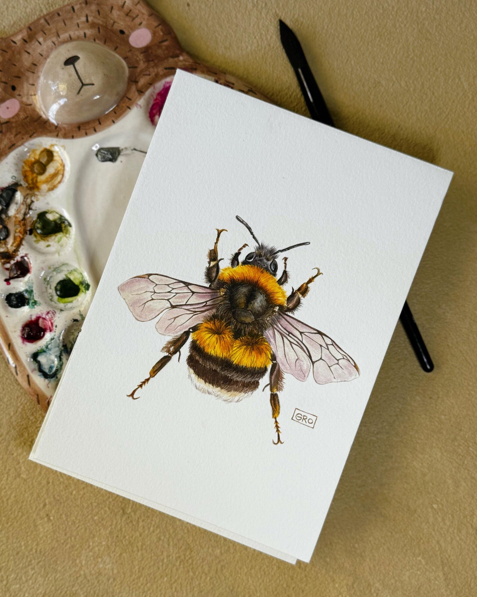 Original Watercolor Bumblebee Painting – Bees - Hand Painted Art ...