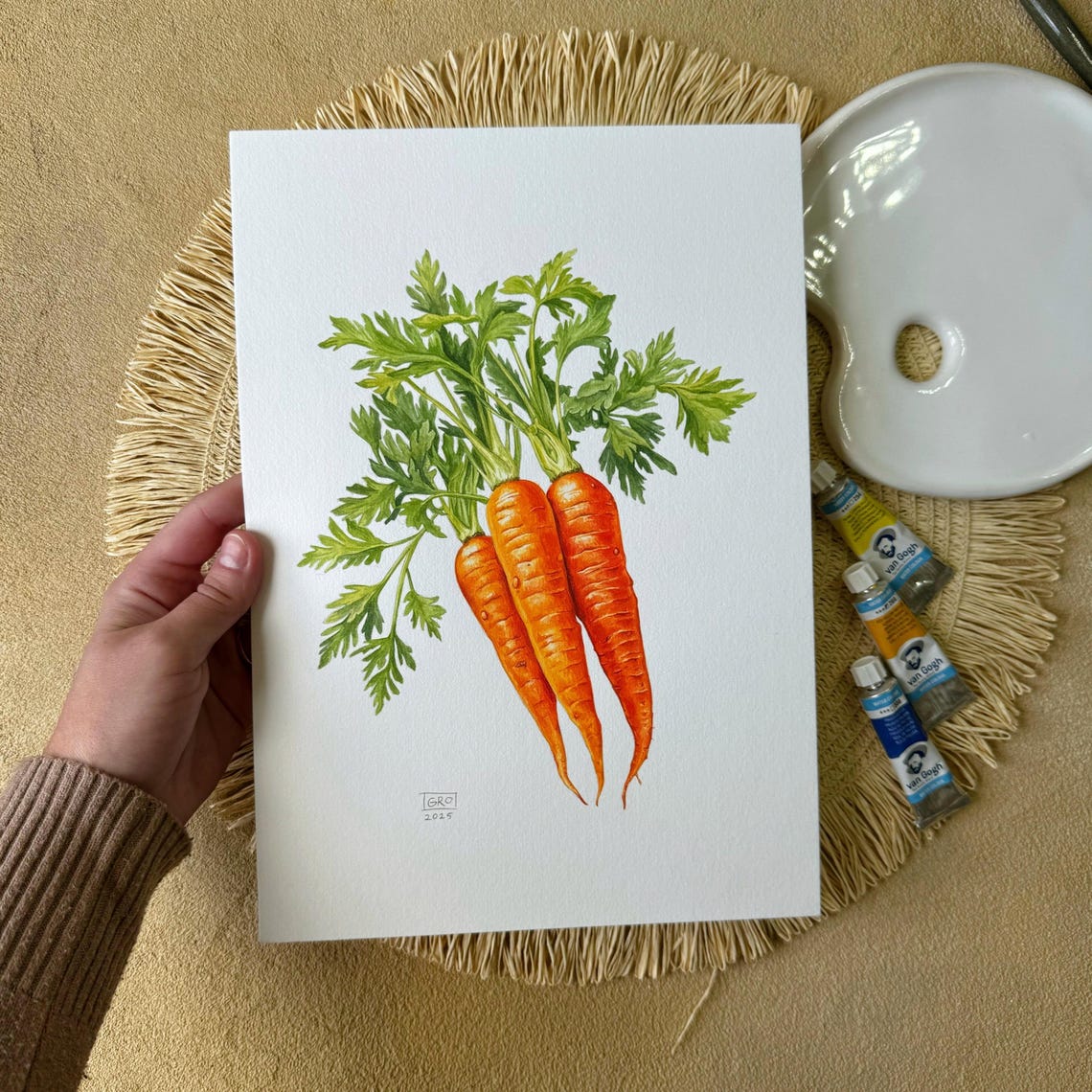 Original Watercolor Carrot Painting – Botanical Kitchen Wall Art ...