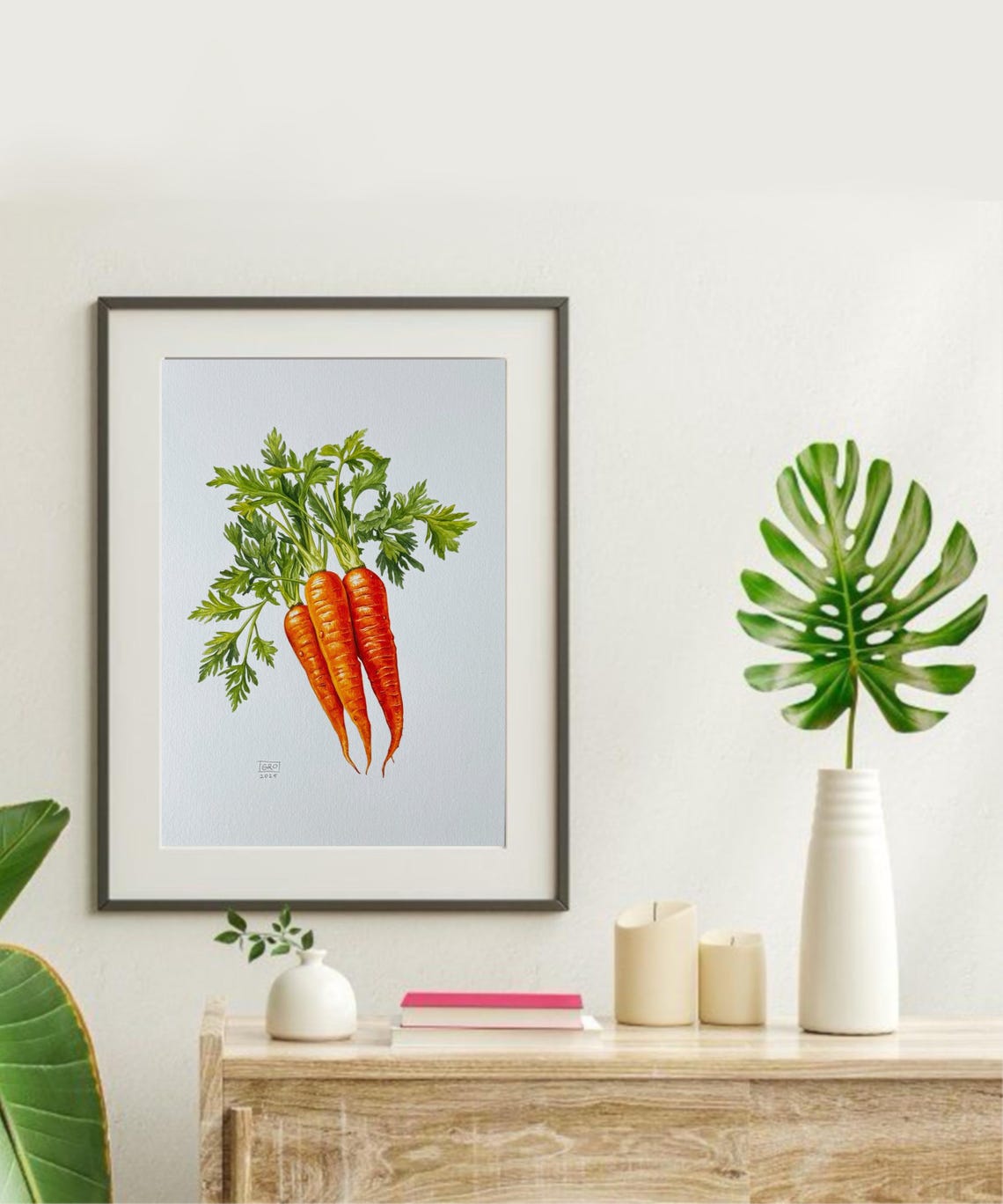 Original Watercolor Carrot Painting – Botanical Kitchen Wall Art ...