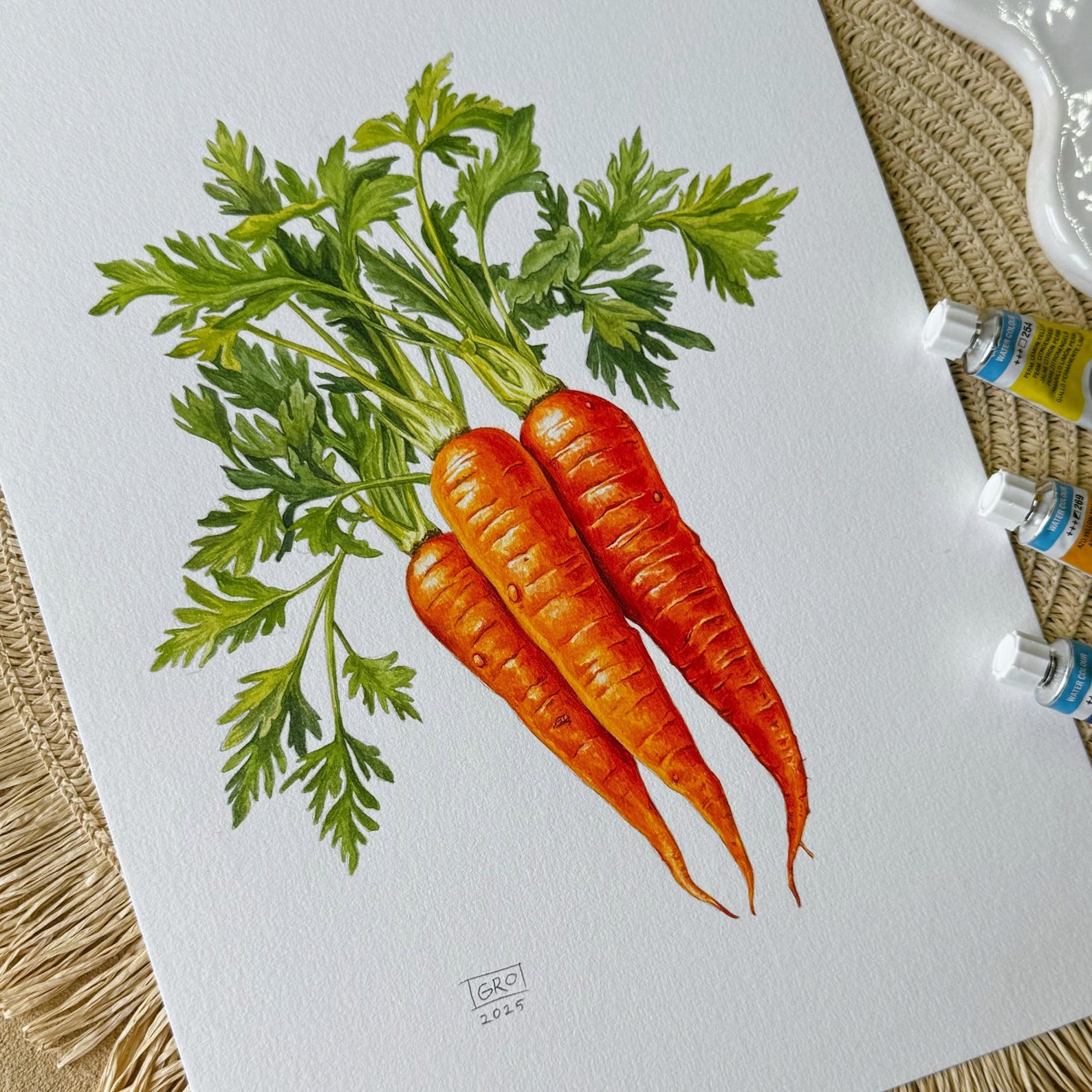 Original Watercolor Carrot Painting – Botanical Kitchen Wall Art ...