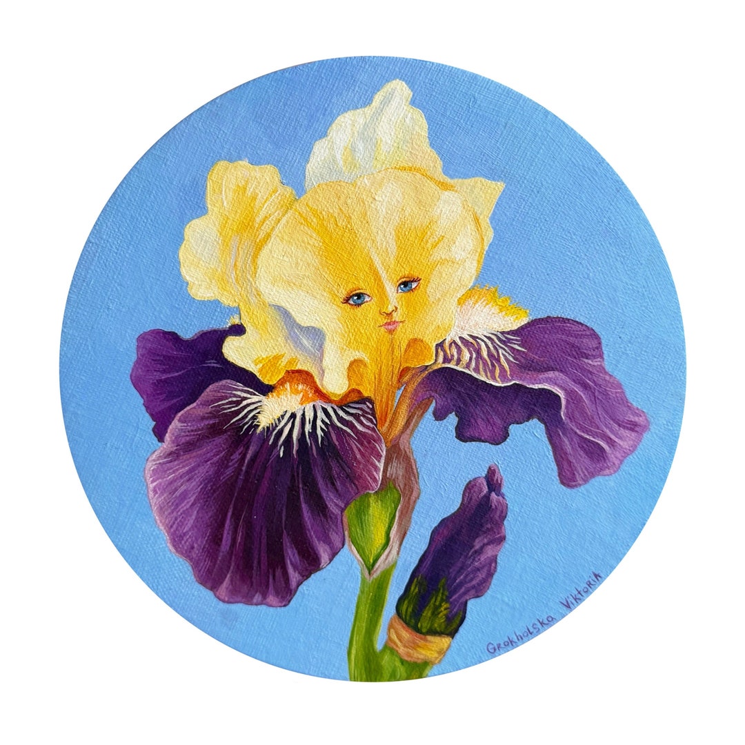 Fantasy Iris Flower Painting – Original Acrylic Floral Home Decor - Etsy