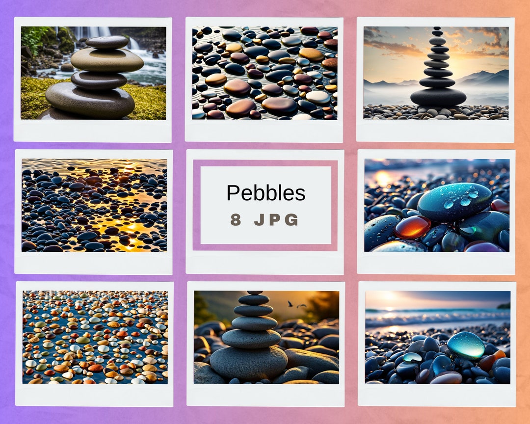 Royalty Free Downloadable Beach Pebbles 8 JPEG Set, Coastal Decor ...
