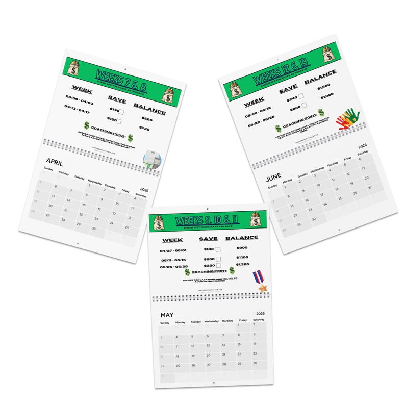 Wall Calendar 2026 26 Week Savings Challenge, Money Saving Planner ...