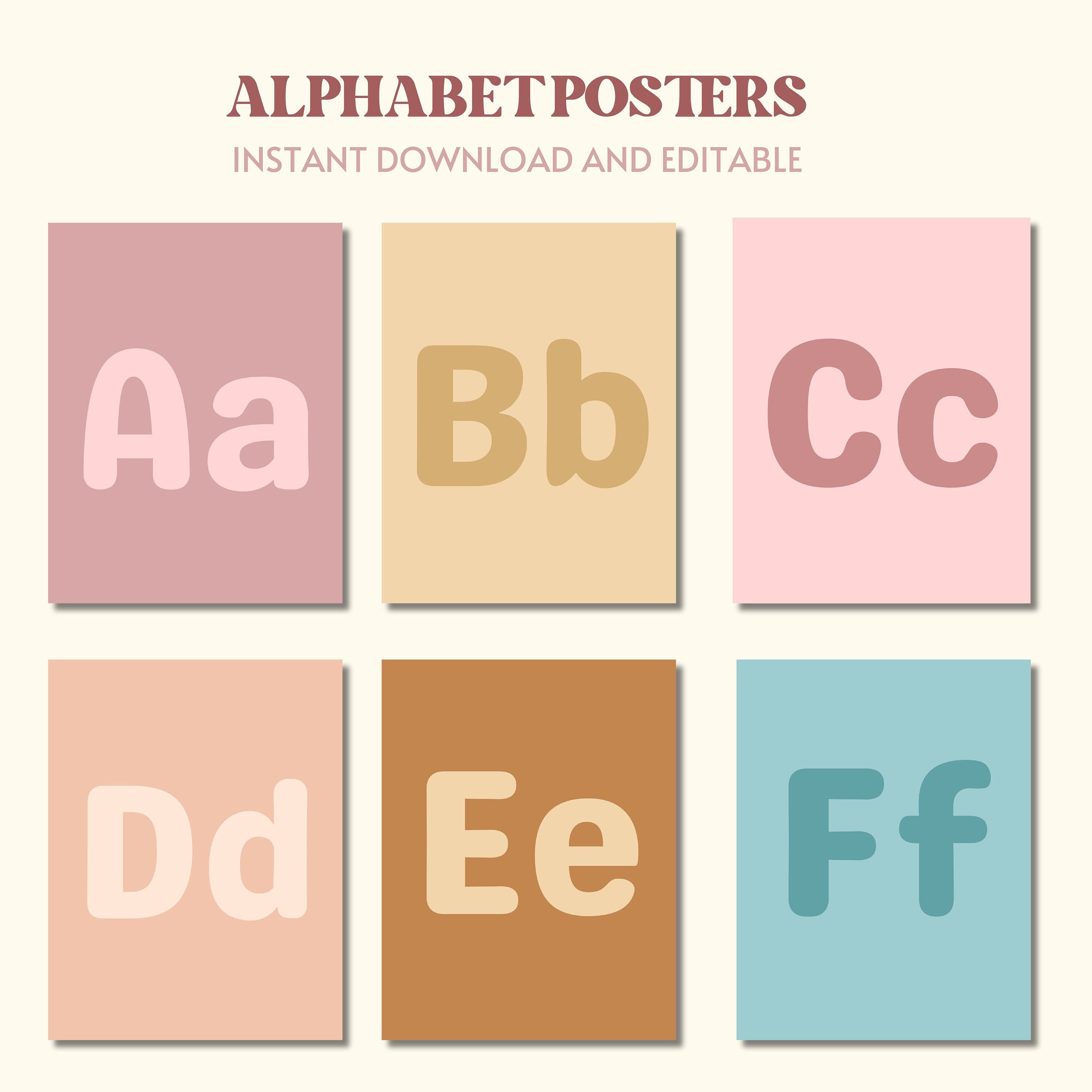 Classroom Pastel Alphabet Poster, Educational Poster for Preschool ...