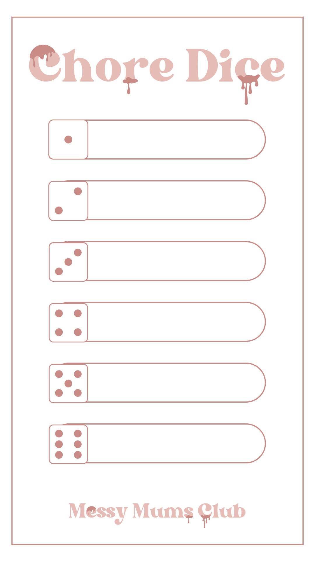 Chore Dice - Printable Chore Assignment Game - Etsy