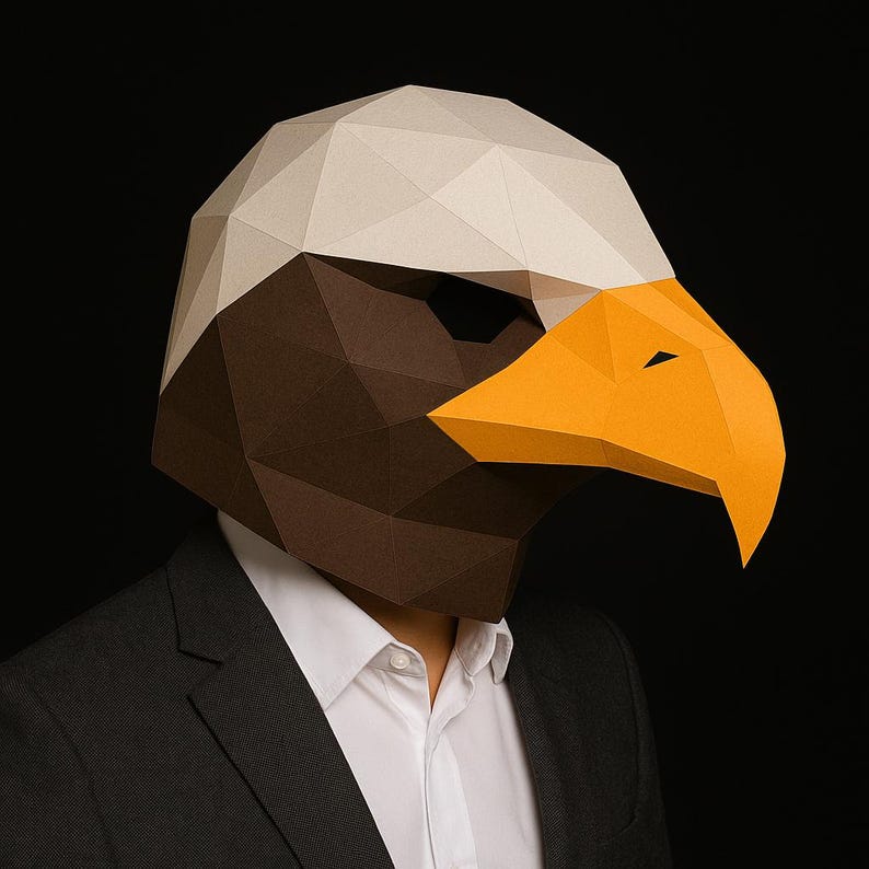 Eagle Mask PDF Template | Falcon Mask 3D Papercraft | Low Poly DIY ...