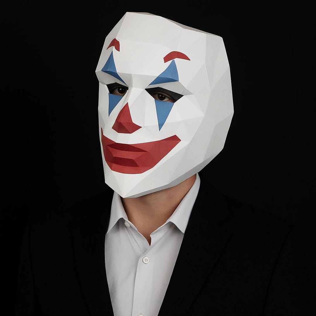 Joker Mask Papercraft Template | 3D Low Poly Clown Mask | DIY Printable ...
