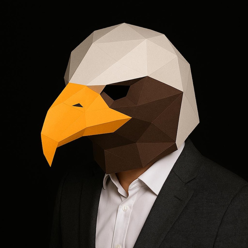Eagle Mask PDF Template | Falcon Mask 3D Papercraft | Low Poly DIY ...