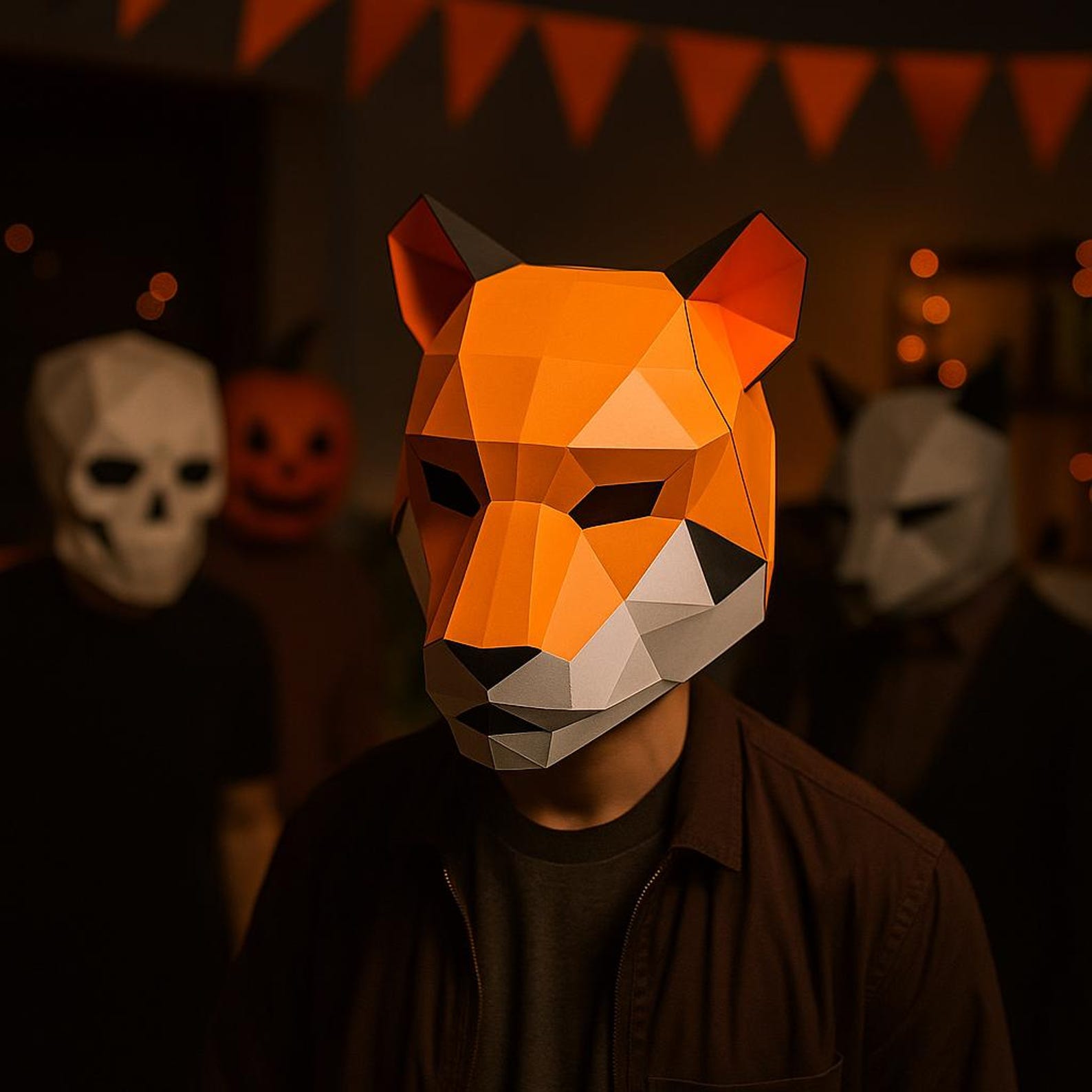 Tiger Mask Papercraft Template | 3D Low Poly Animal Head | DIY ...