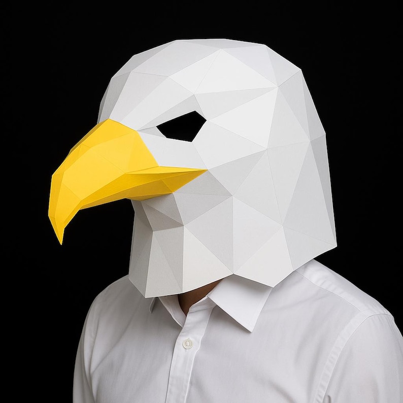 Eagle Mask PDF Template | Falcon Mask 3D Papercraft | Low Poly DIY ...