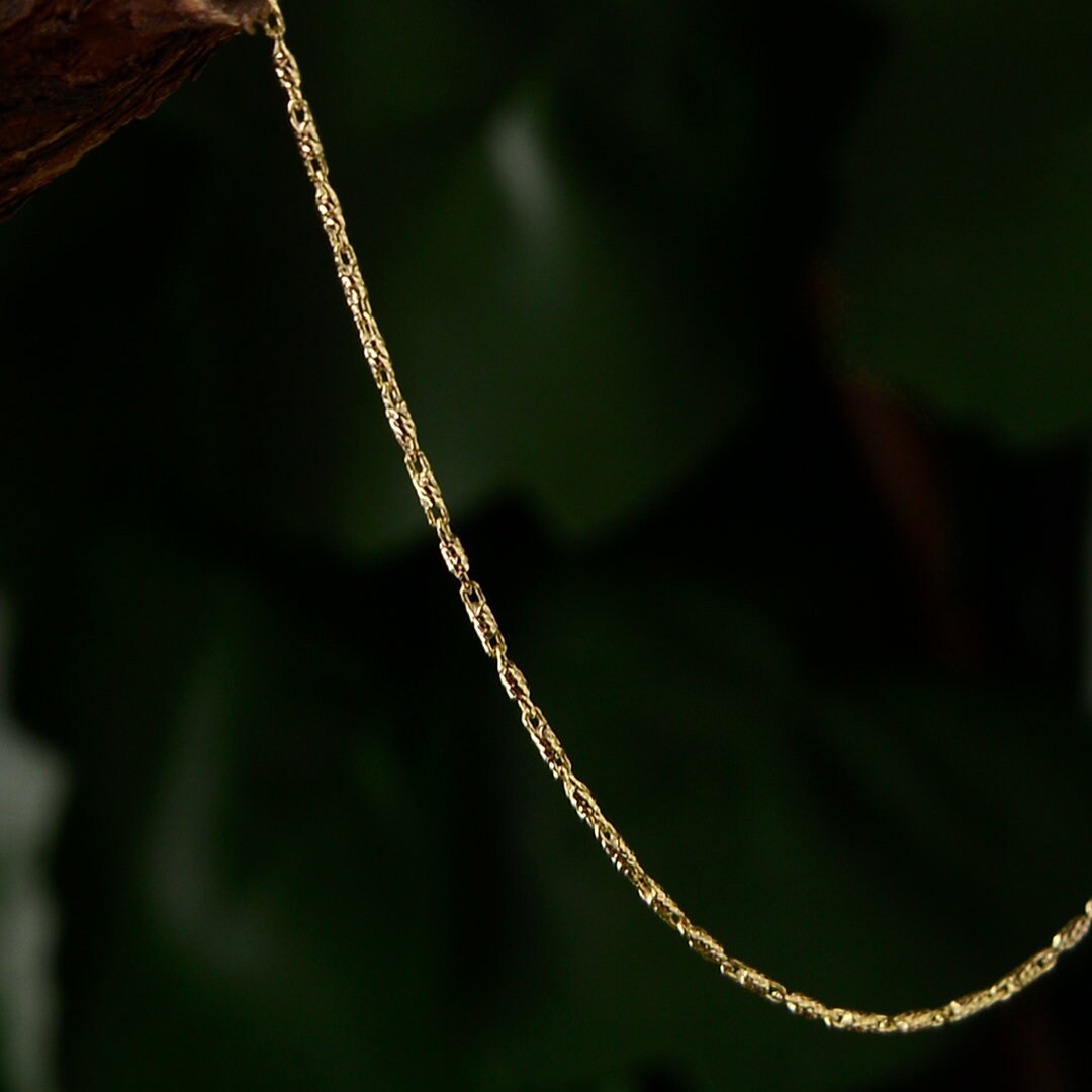 Chaîne en corde en or 14 carats collier gourmette en maille - Etsy France