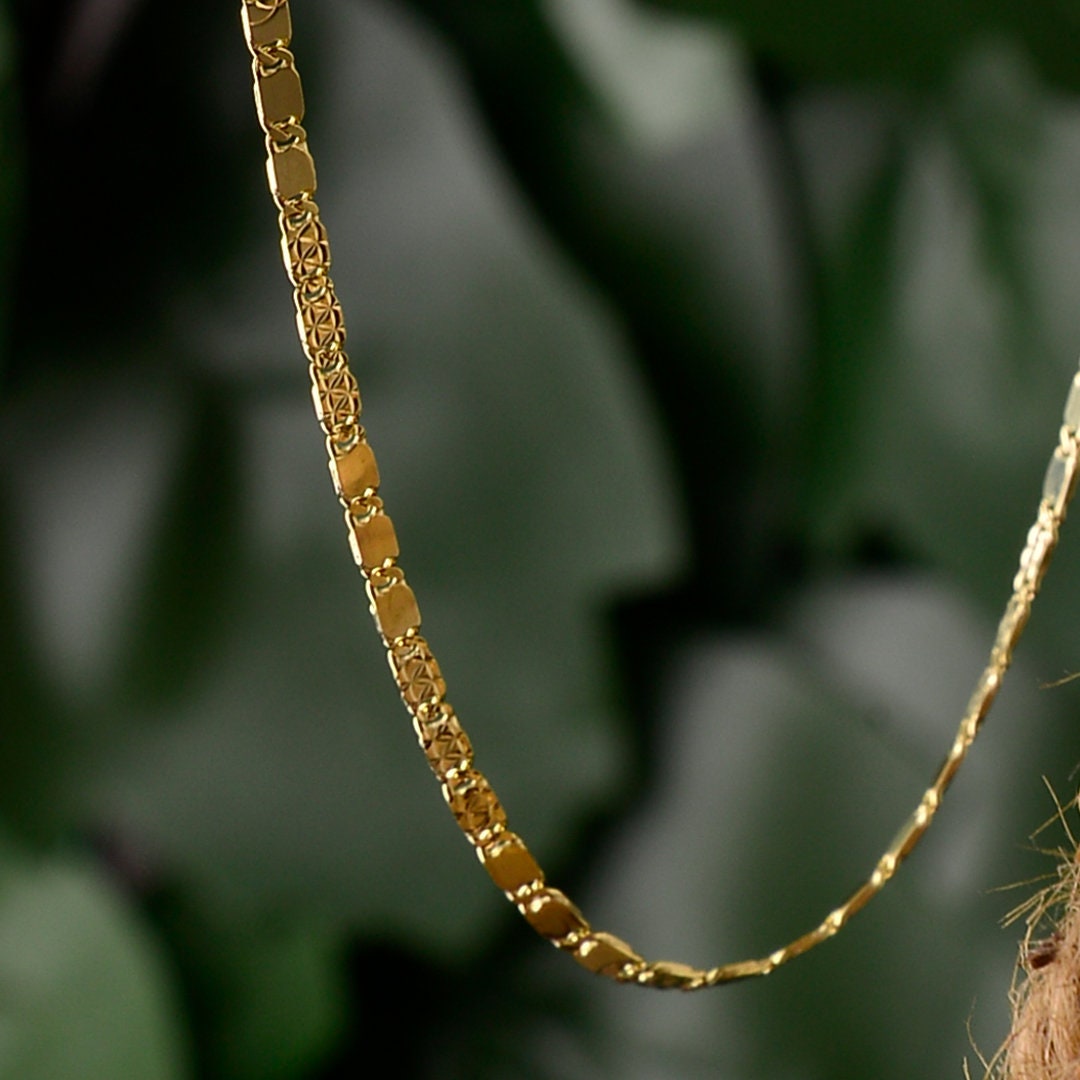 14k Gold Flat Inlay Chain, Luxury Jewelry Necklace, Rope Curb Chain ...