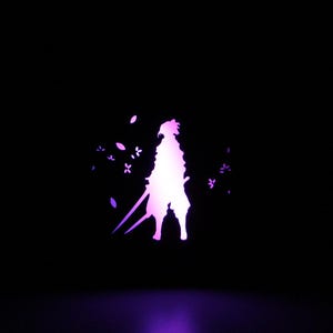 Samurai Rising Sun 3D Night Light LED Anime Lamp RGB Remote 16 Colors ...