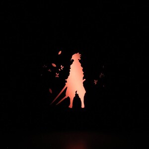 Samurai Rising Sun 3D Night Light LED Anime Lamp RGB Remote 16 Colors ...