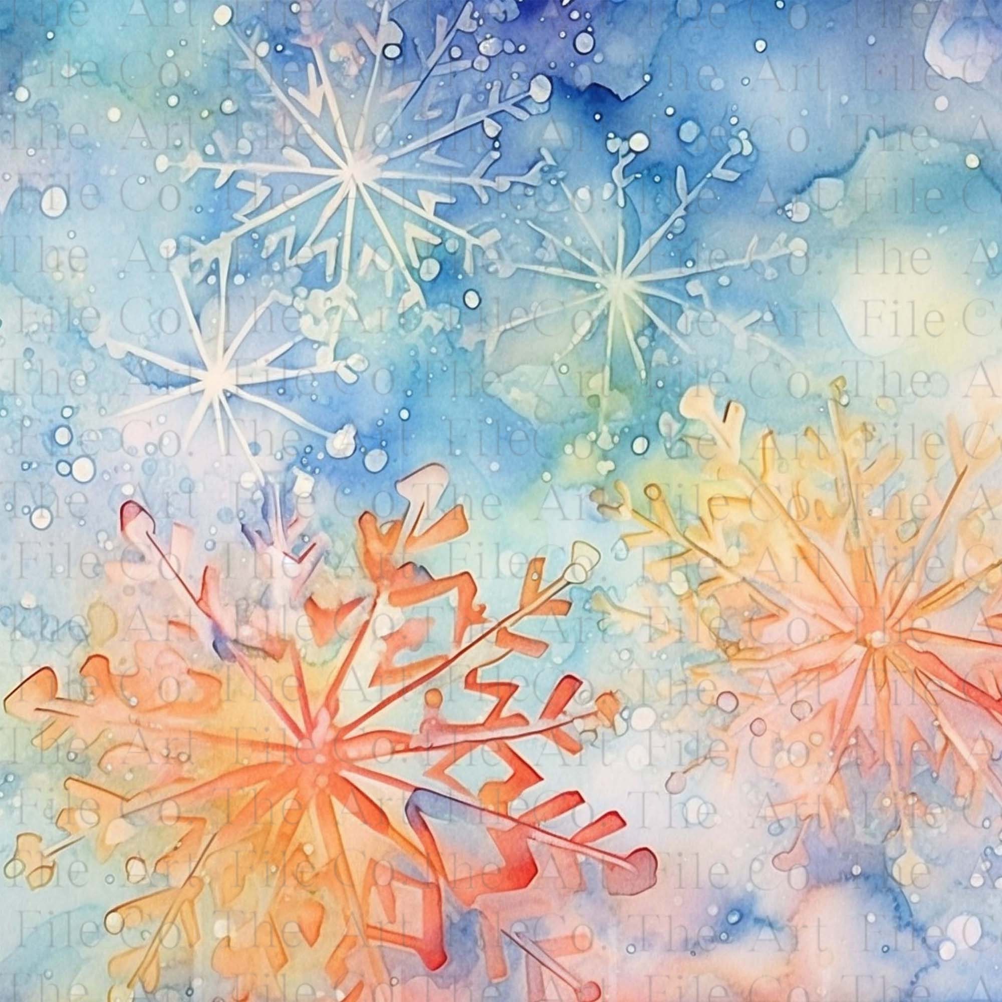 Snowflake Background Clip Art 5 High Quality Watercolour Jpgs Greetings ...