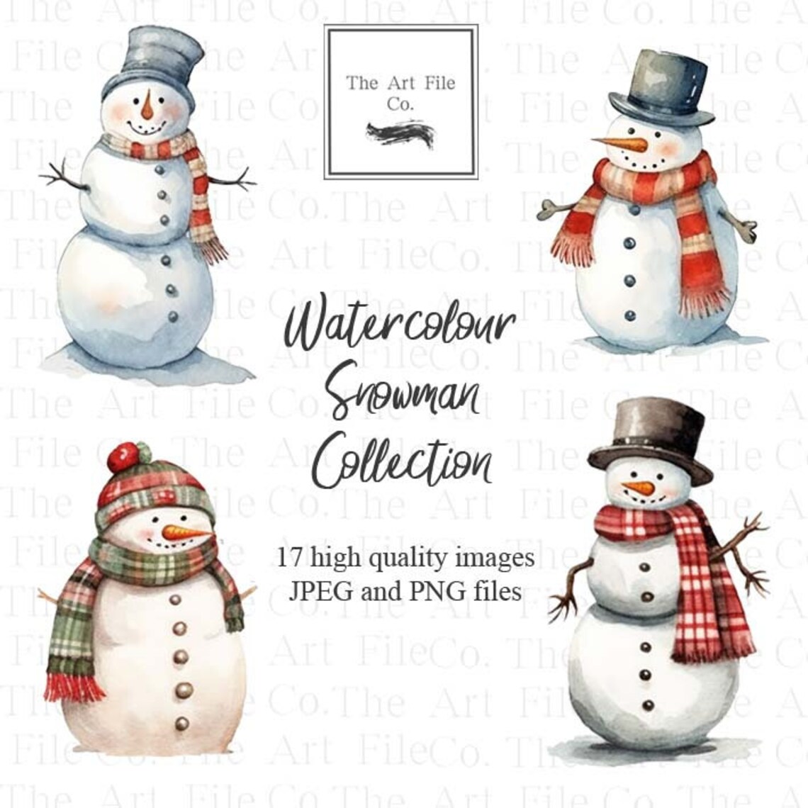 Classic Snowman Clip Art 17 High Quality Watercolour Jpgs & Pngs ...