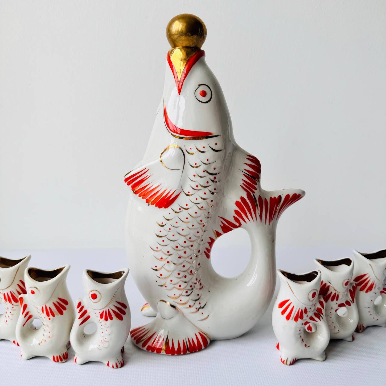 Fish Decanter Ukrainian Drinking Set Porcelain Fish Carafe Vodka ...