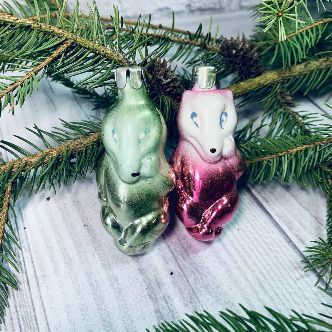 Fox Xmas Figurines, Vintage Glass Christmas Ornaments, Xmas Tree ...