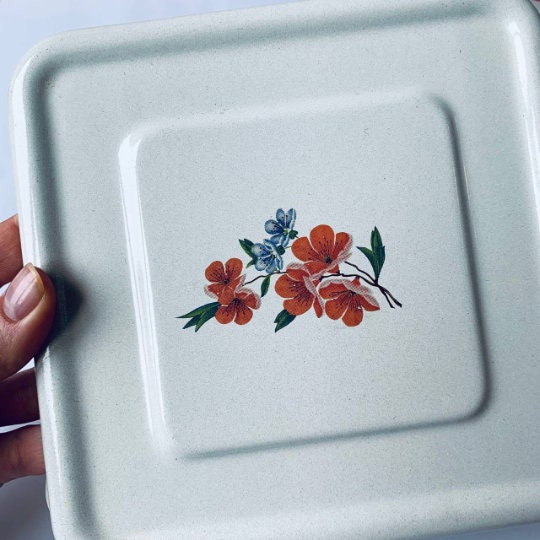 Set of 4 Food Containers Vintage Enamelware Containers With Lid Metal ...