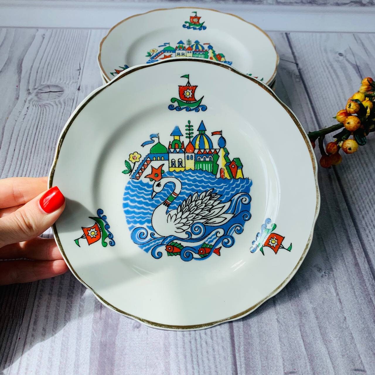Porcelain Plate Princess Swan USSR Korostensky Factory,vintage ...