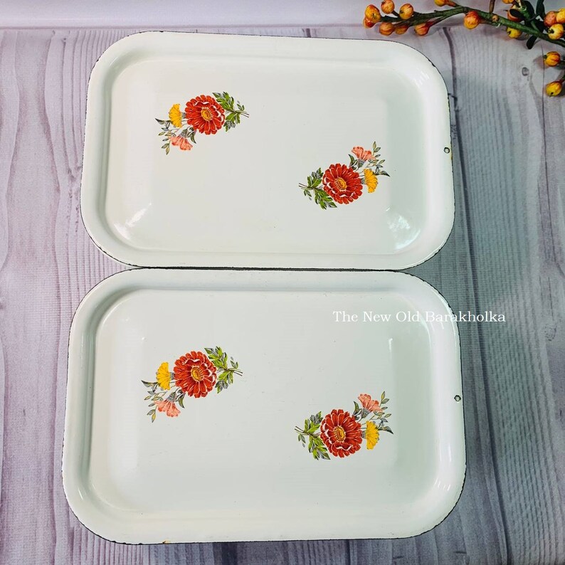 NEW Soviet Vintage Enamelware Medium White Enamel Baking Pan,french ...