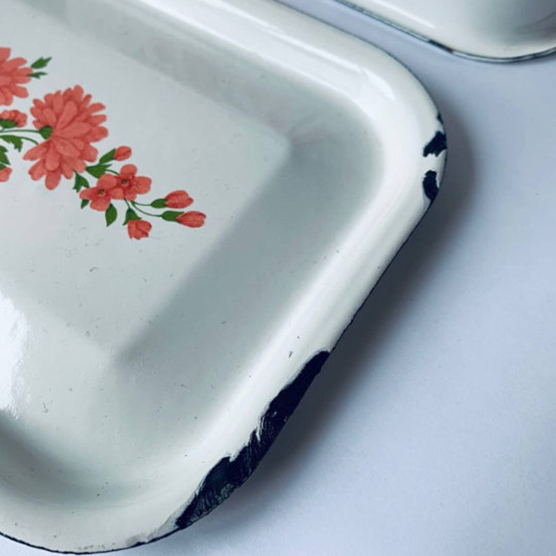 Enamel Food Containers Vintage Enamelware Containers With Lid Metal Box ...