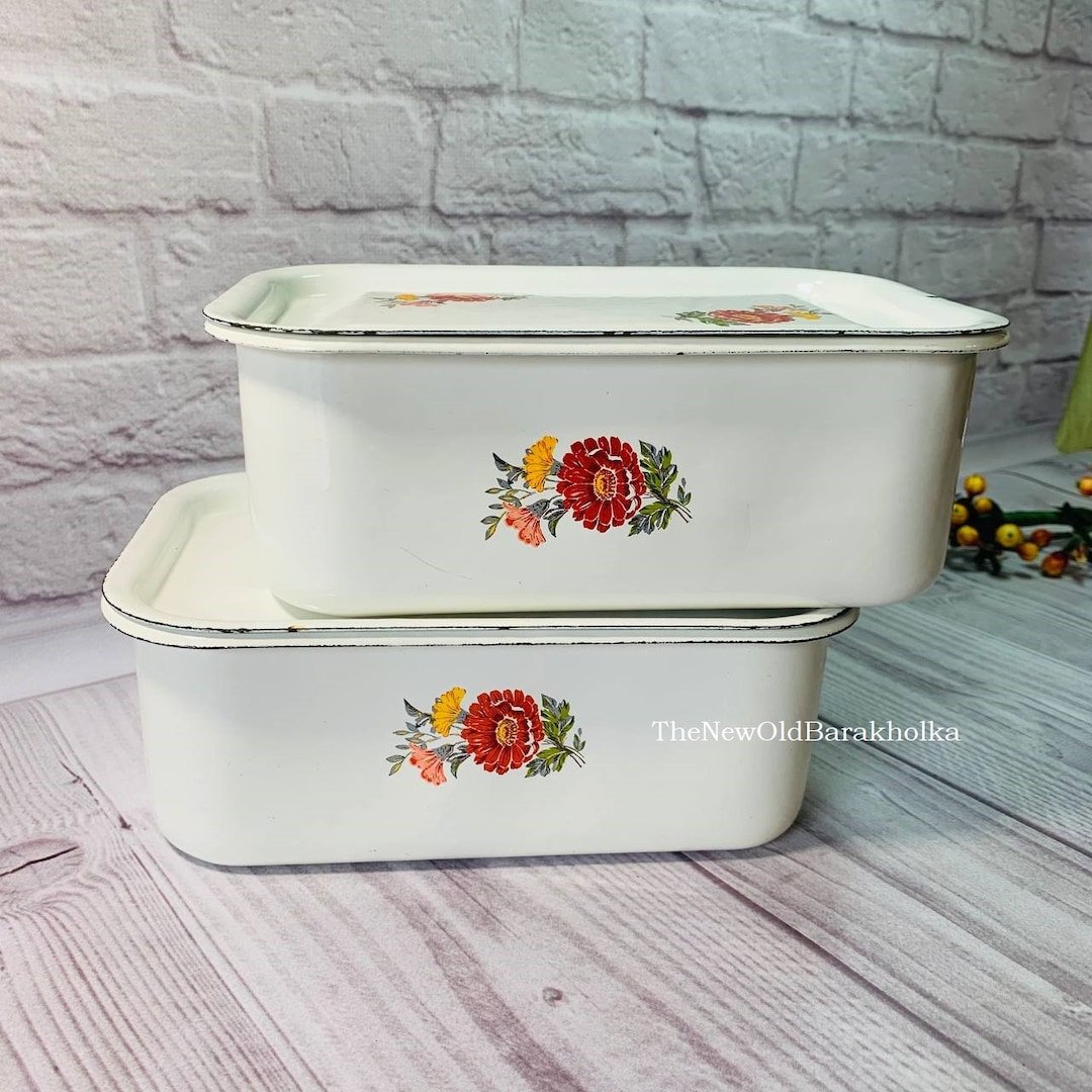 NEW Soviet Vintage Enamelware Medium White Enamel Baking Pan,french ...