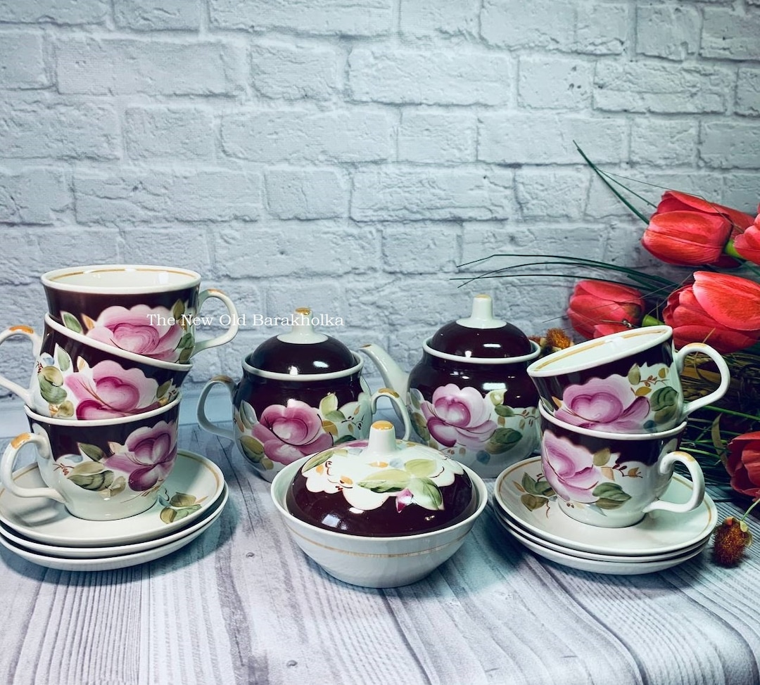 Vintage Soviet Porcelain Tea Set, Coffee Set, Vintage Porcelain Set, Tea Set, Soviet Tea Set ...