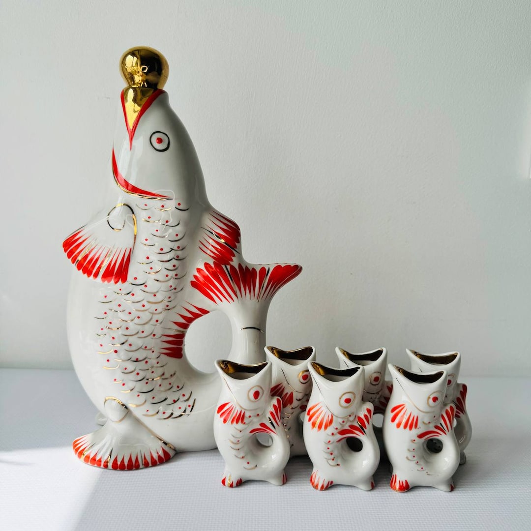 Fish Decanter Ukrainian Drinking Set Porcelain Fish Carafe Vodka ...