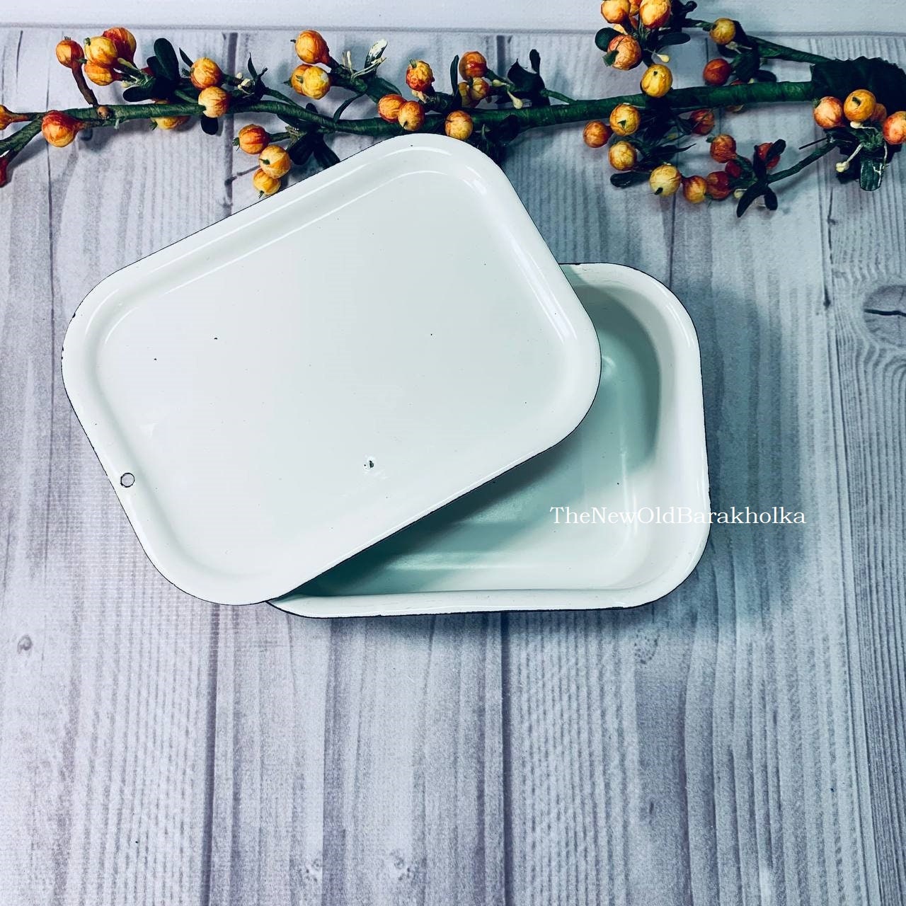 Soviet Vintage Enamelware Medium White Enamel Baking Pan, French Style ...