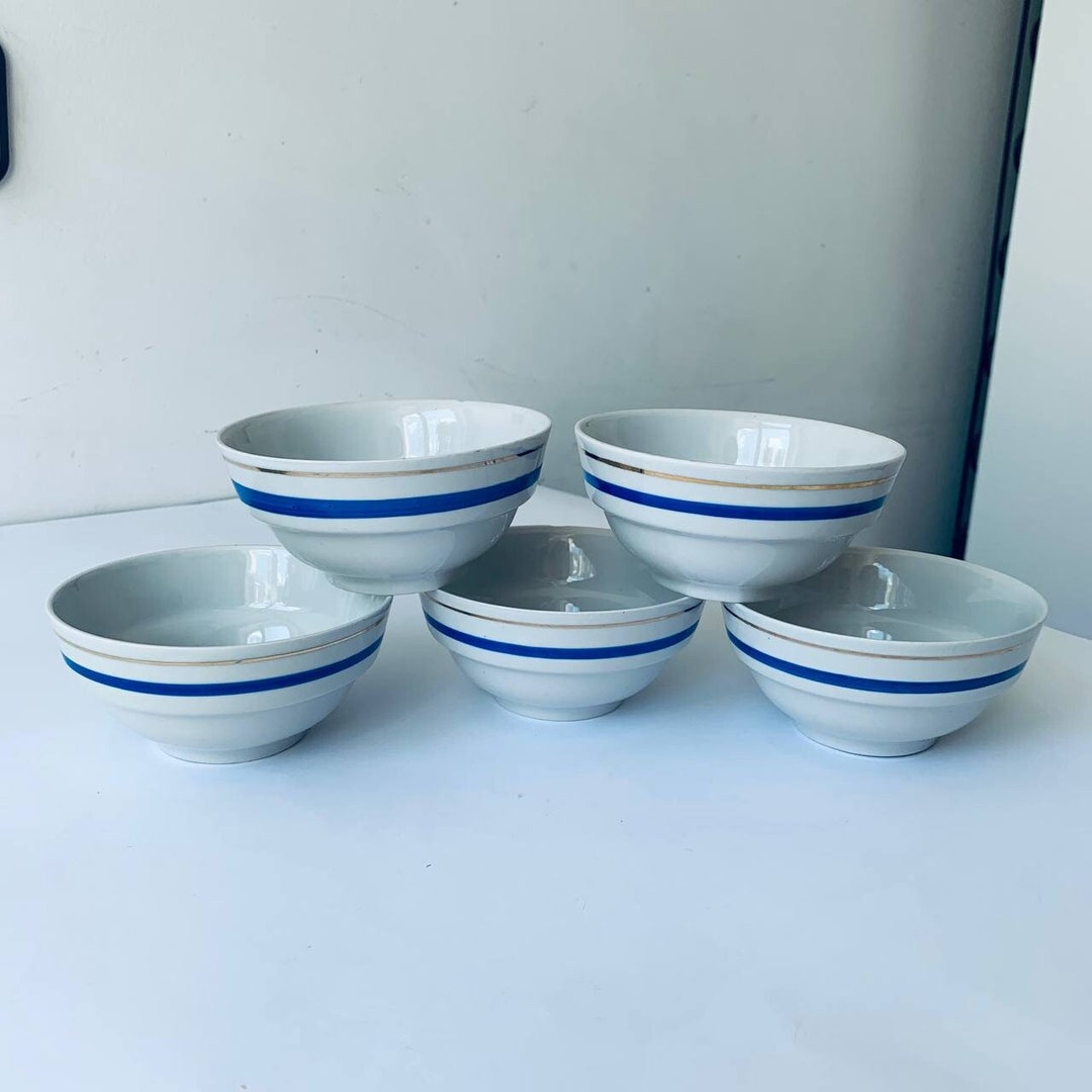 Soviet Set of 5 Porcelaine Dishes. Vintage Uzbek Bowl, Porcelain Bowl ...