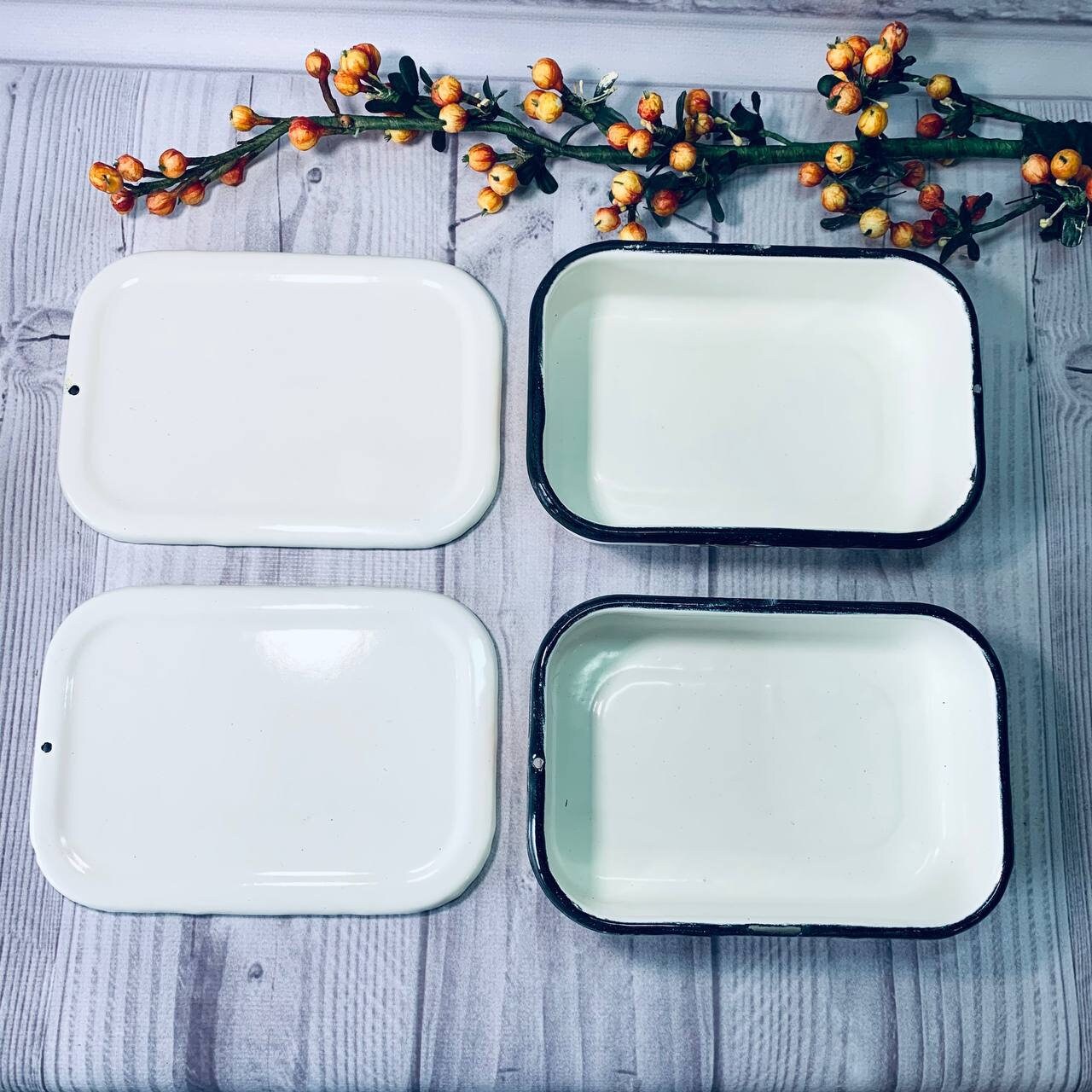 Soviet Vintage Enamelware Medium White Enamel Baking Pan, French Style ...