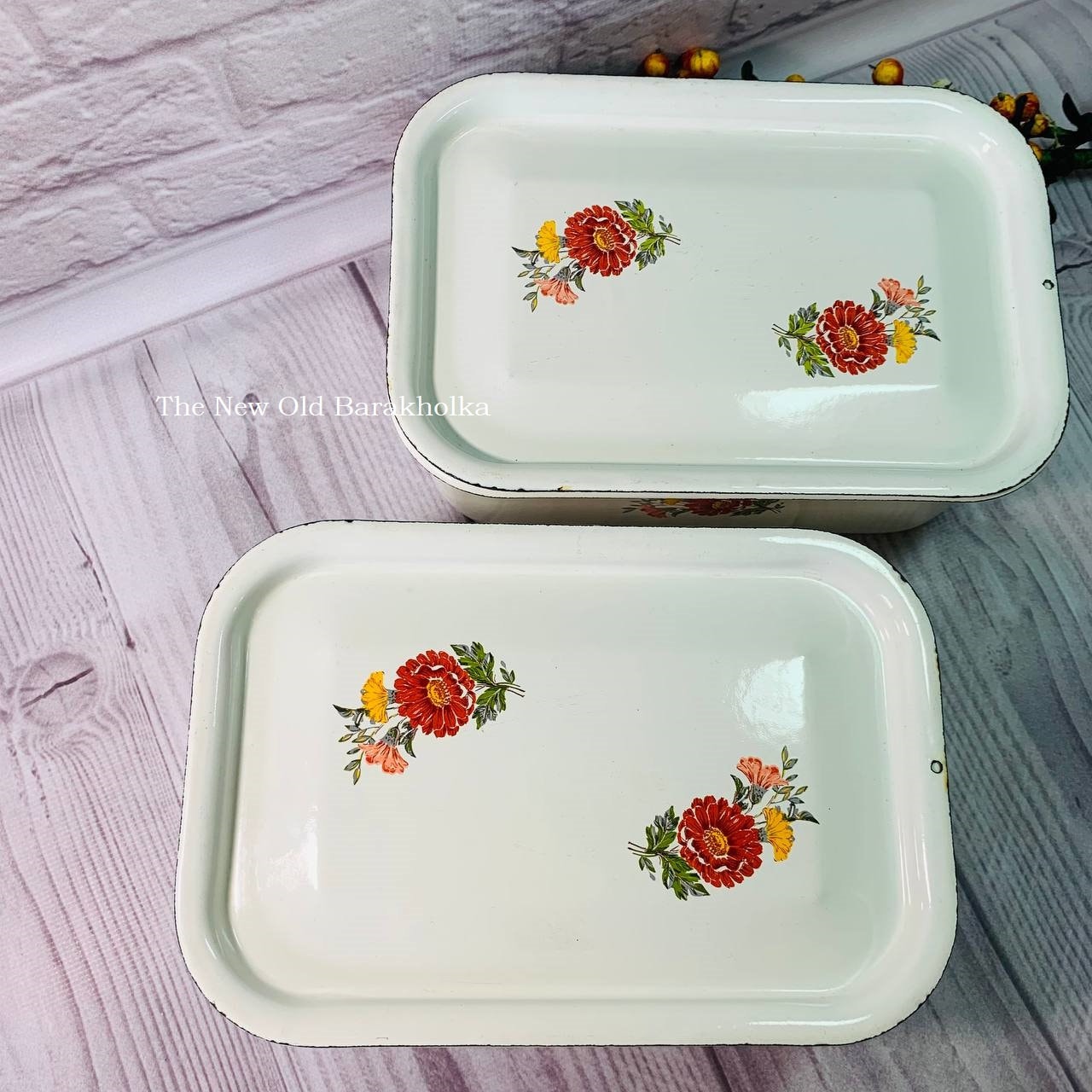 NEW Soviet Vintage Enamelware Medium White Enamel Baking Pan,french ...