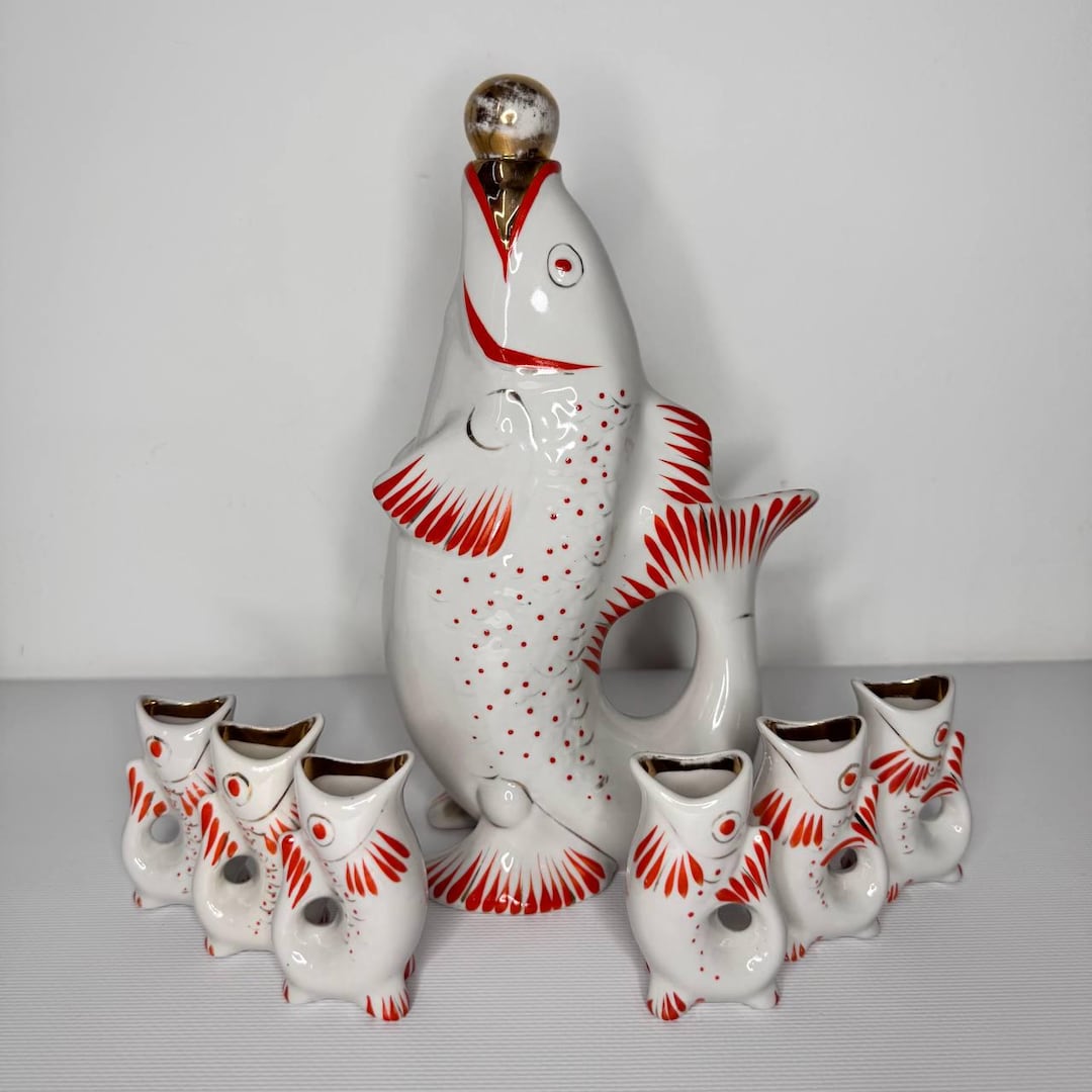 Fish Decanter Ukrainian Drinking Set Porcelain Fish Carafe Vodka ...