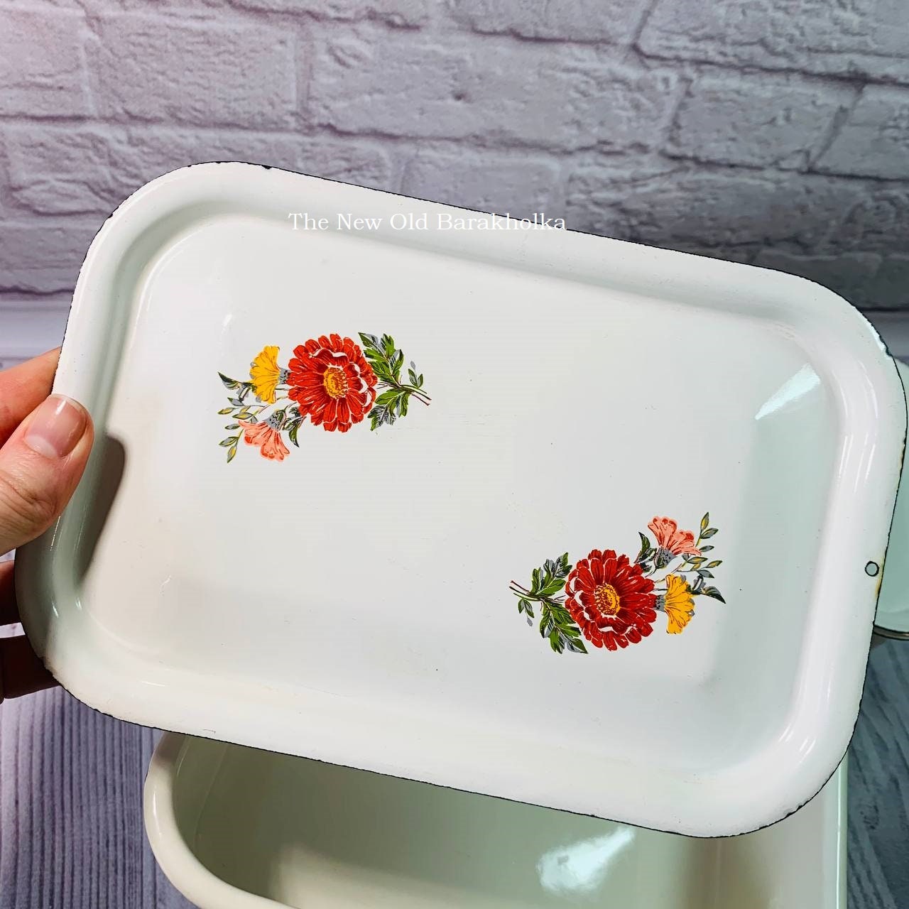 NEW Soviet Vintage Enamelware Medium White Enamel Baking Pan,french ...