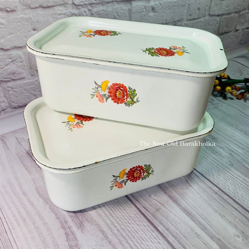NEW Soviet Vintage Enamelware Medium White Enamel Baking Pan,french ...
