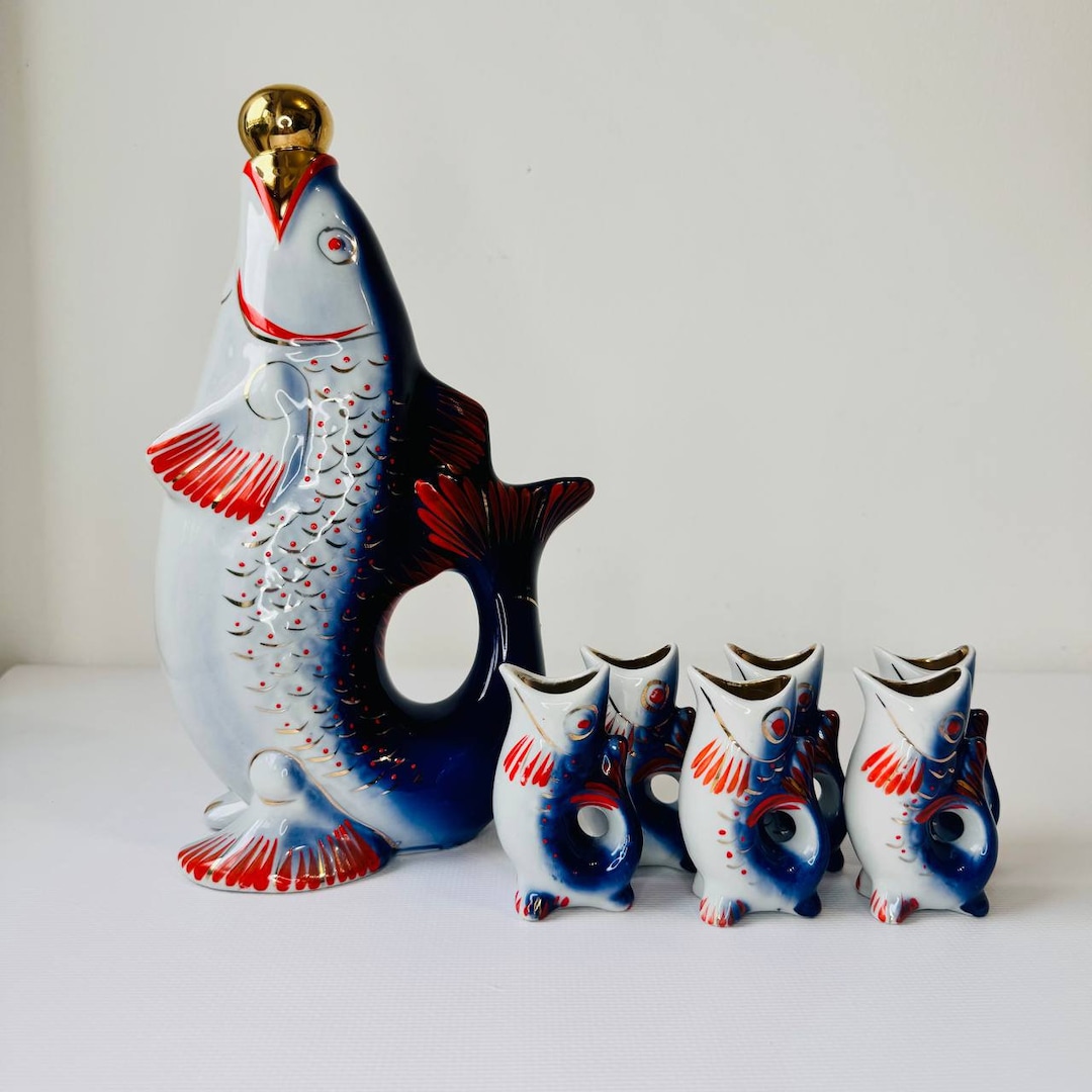 Fish Decanter Ukrainian Drinking Set Porcelain Fish Carafe Vodka ...