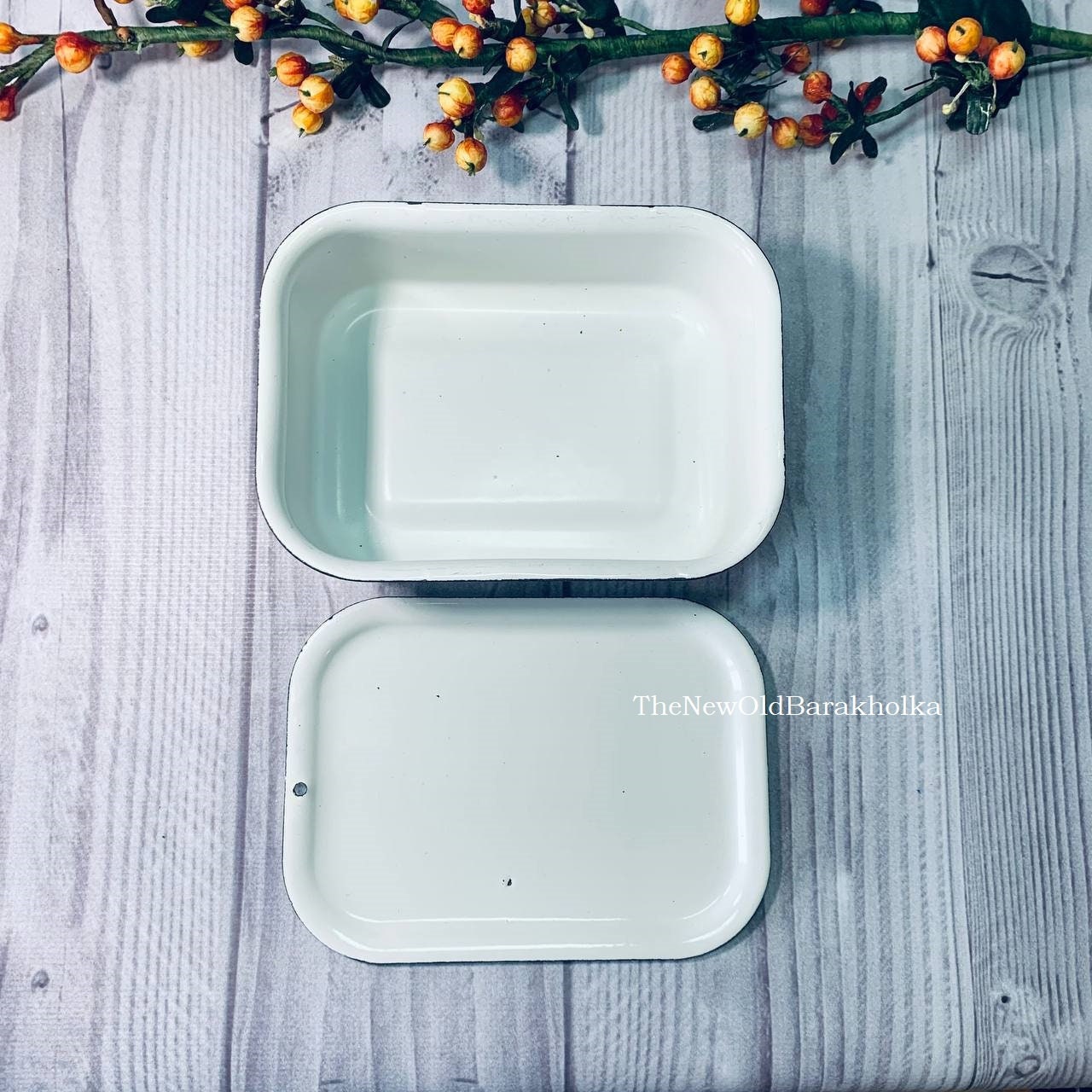 Soviet Vintage Enamelware Medium White Enamel Baking Pan, French Style ...