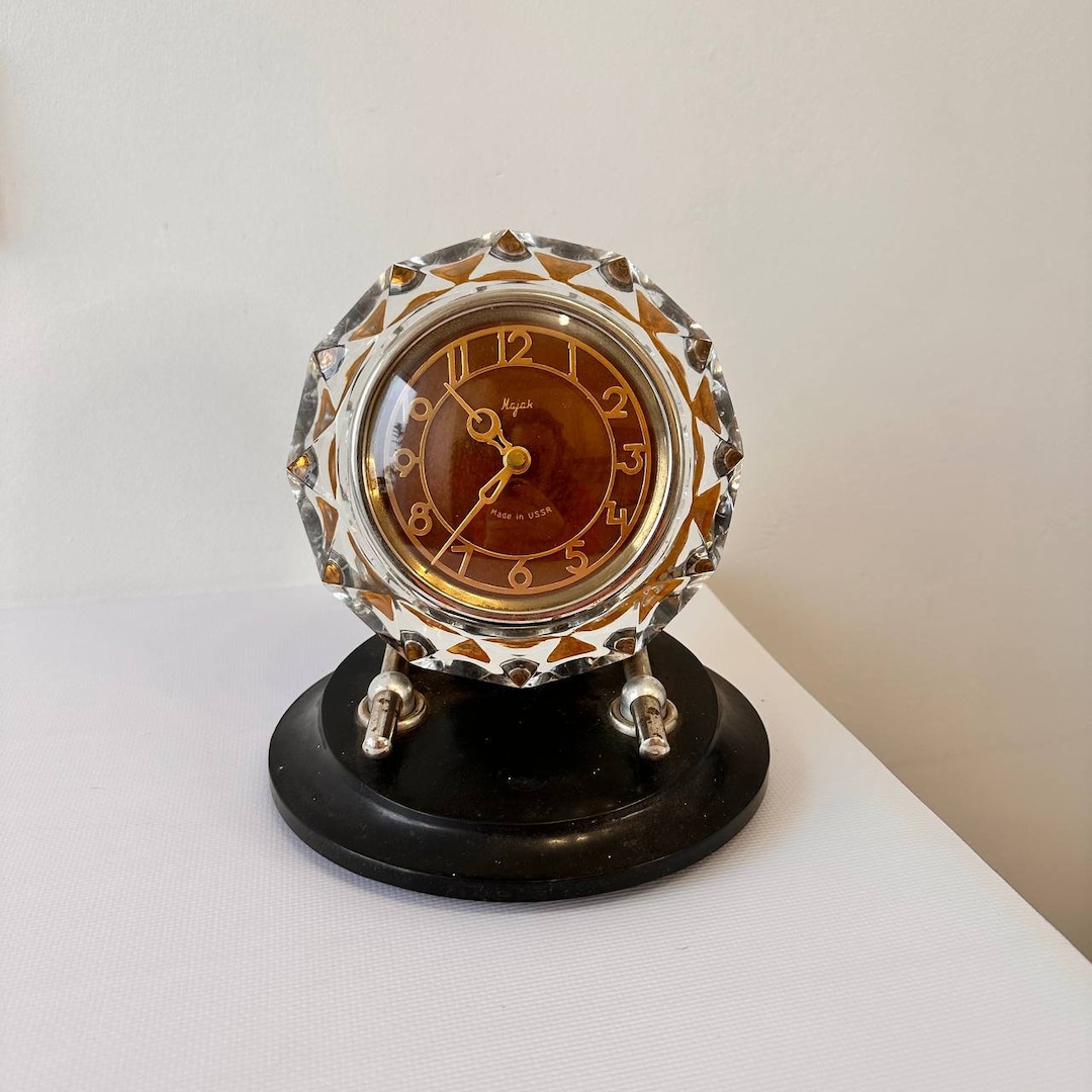 Vintage USSR Majak Mechanical Table Clock: Art Deco Cut Crystal - Etsy