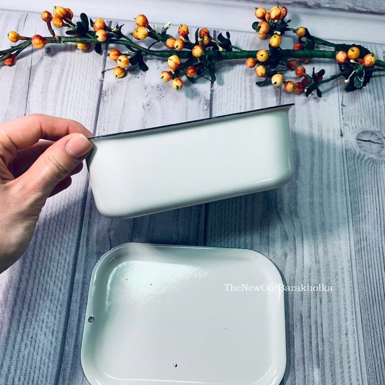 Soviet Vintage Enamelware Medium White Enamel Baking Pan, French Style ...