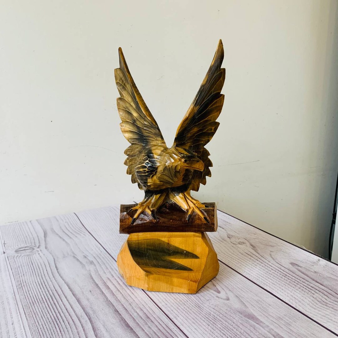 Wooden Eagle, Eagle Figure, Wood Eagle Sculpture, Vintage Rare Wooden ...