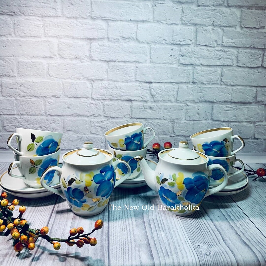 Gerbera Flower Vintage Soviet Porcelain Tea Set,vintage Porcelain Set ...