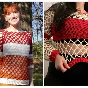 Marina Mesh Sweater Crochet Pattern raglan - Etsy