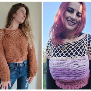 Marina Mesh Sweater Crochet Pattern raglan - Etsy