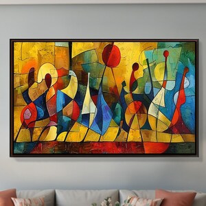 Abstract Original Colored Figures Oil Painting on Canvas, Large Wall ...