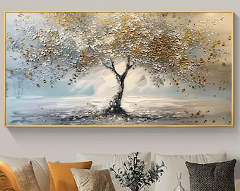 Original Tree of Life Oil Painting on Canvas, Large Abstract Textured ...